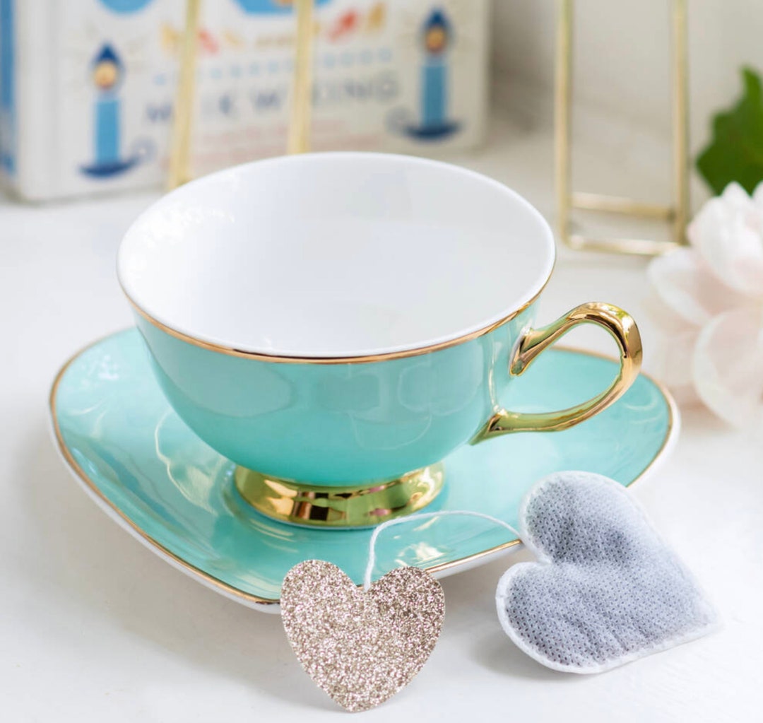 Sweet Heart Teacup and Saucer Pretty Teacup Heart Shape - Etsy