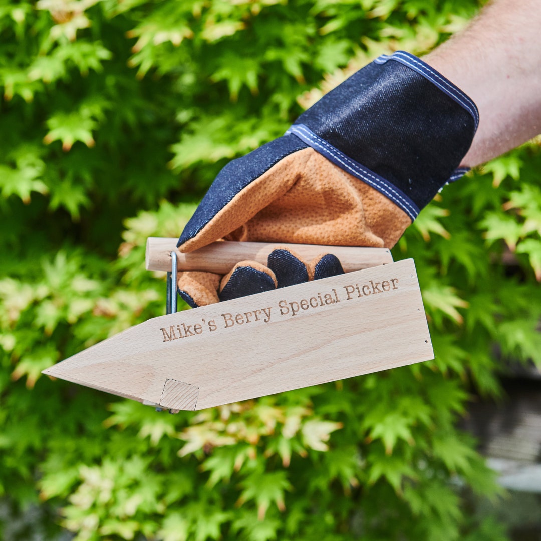 Personalised Wooden Berry Picker Tool- Garden Tools- Customised Garden ...
