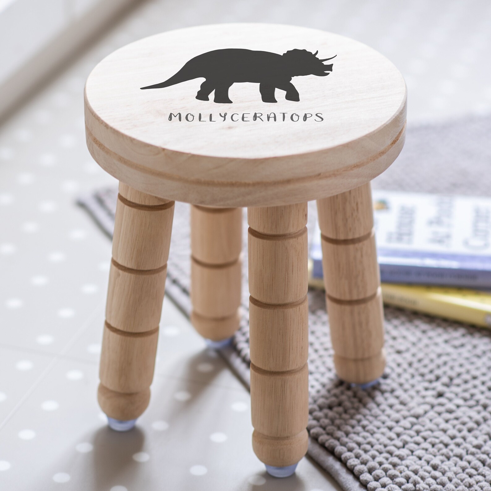 Personalised Childs Dinosaur Wood Stool Childs Birthday - Etsy