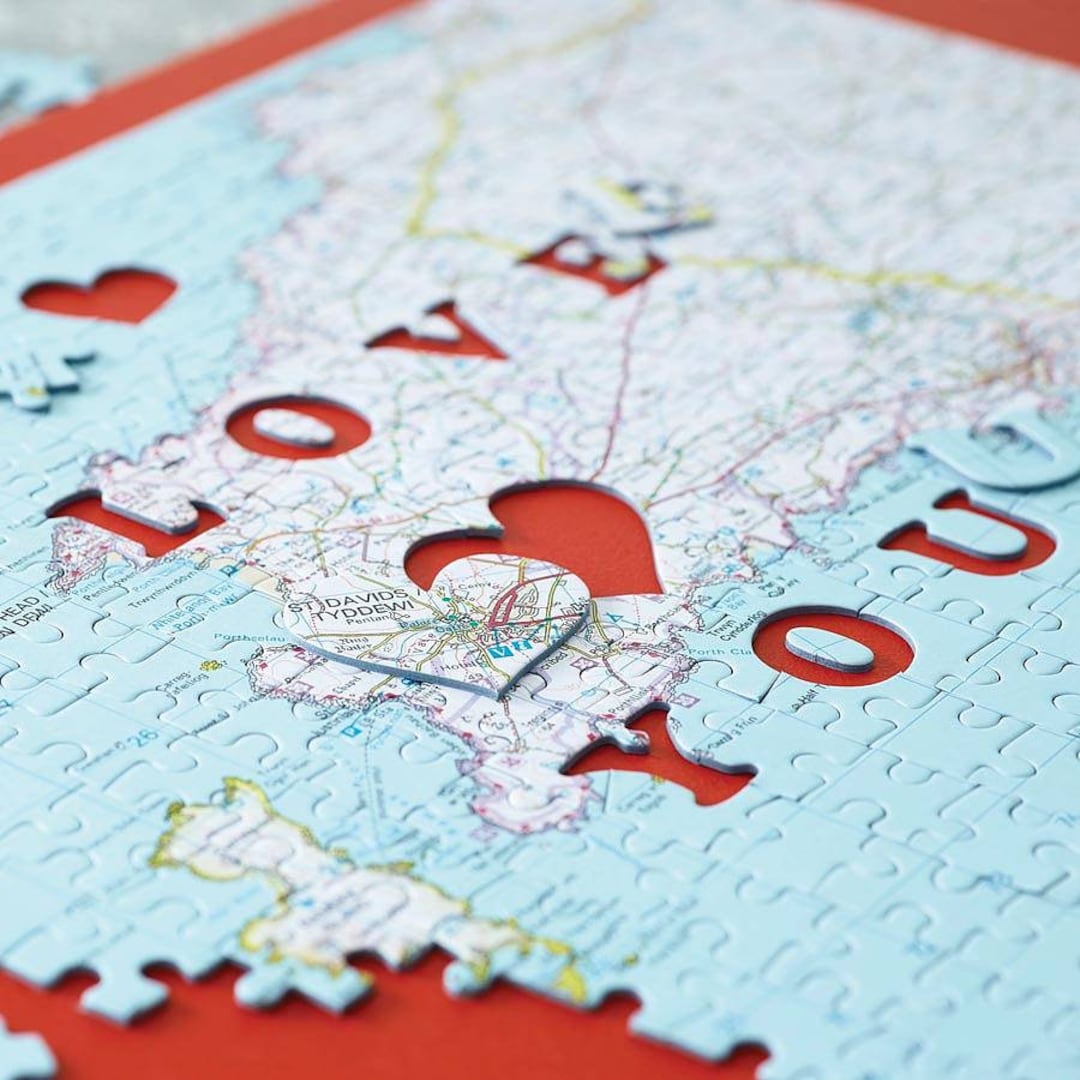 Personalised Location 'love You' Map Jigsaw - Customized Puzzle-hand ...
