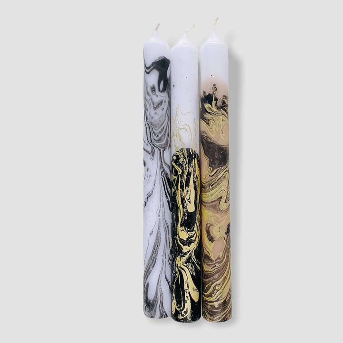 Handmade Marbled Dinner Candles: Dip Dye Home Decor (set of 3) - Etsy