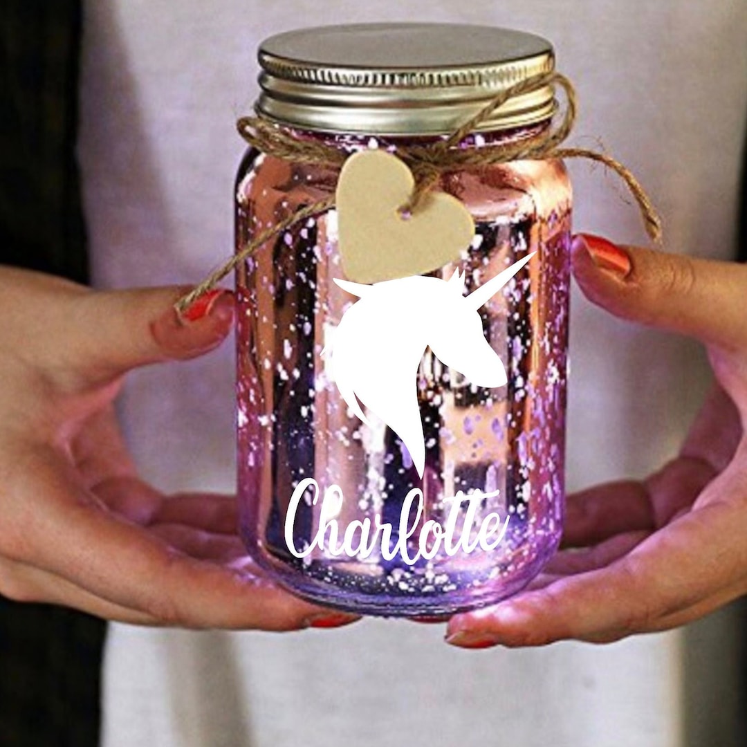 Light up Jar - Hand Painted-pink Night Light-sparkle Light-firefly Jar ...
