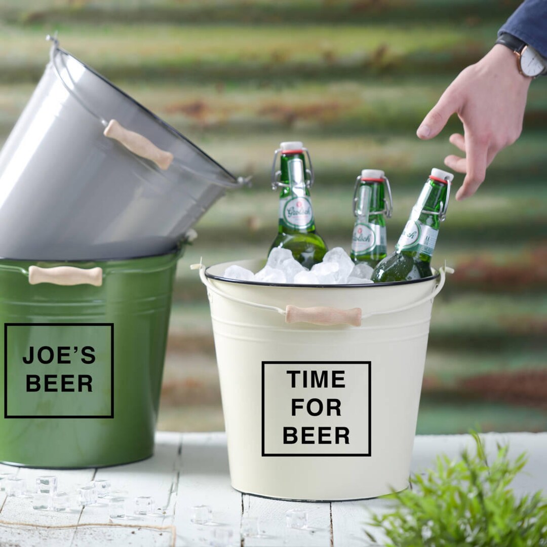 Personalized Beer Bucket With Wooden Handle - Custom Ice Bucket - Etsy UK