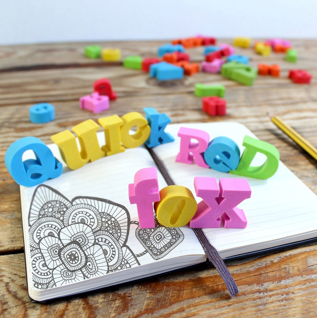 Alphabet Erasers: Rainbow Letterpress Style, Party Favors - Etsy