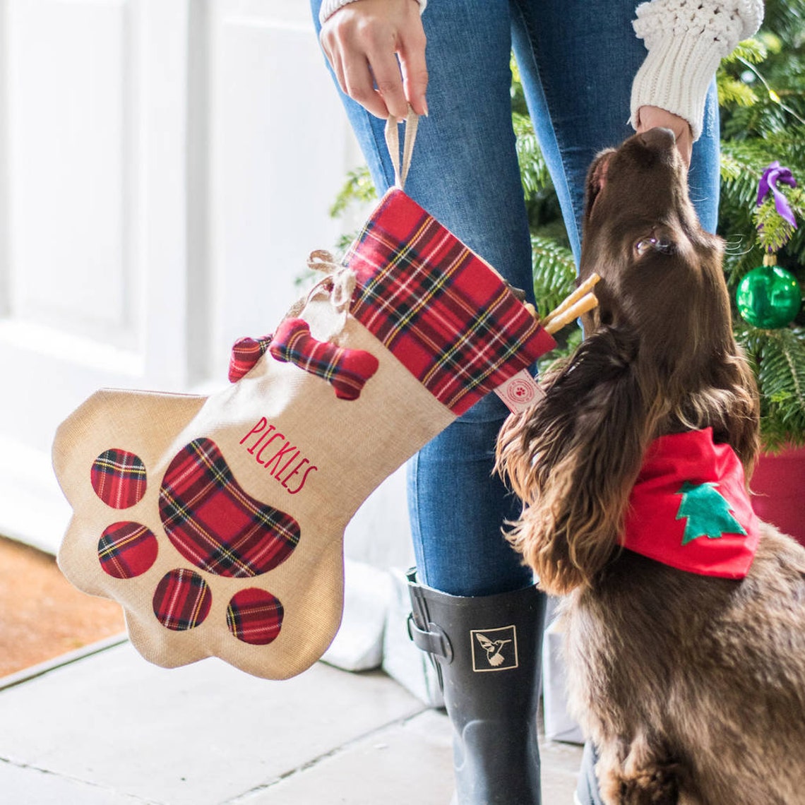 Personalised Hessian Dog Stocking -tartan Pet Stocking -dog Hoilday ...
