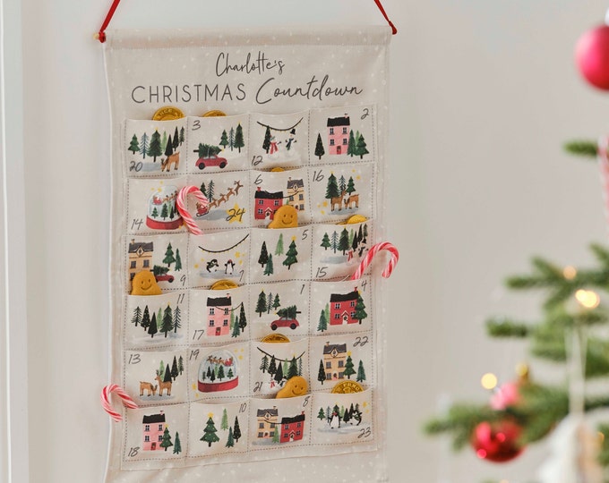 Personalised Reusable Fabric Christmas Advent Calendar Kit Christmas ...