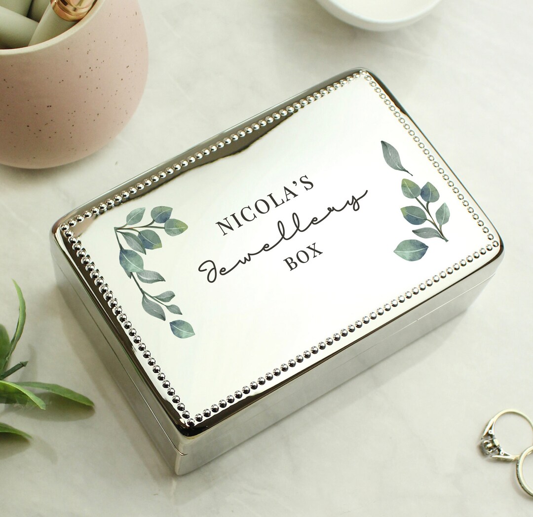 Personalized Botanical Jewelry Box: Engraved Keepsake Case - Etsy