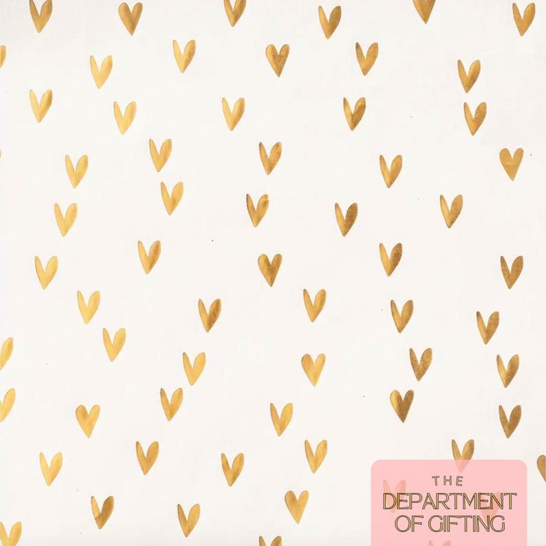 Gold Heart Embossed Gift Wrap: Luxury FSC Certified Paper- Matching ...