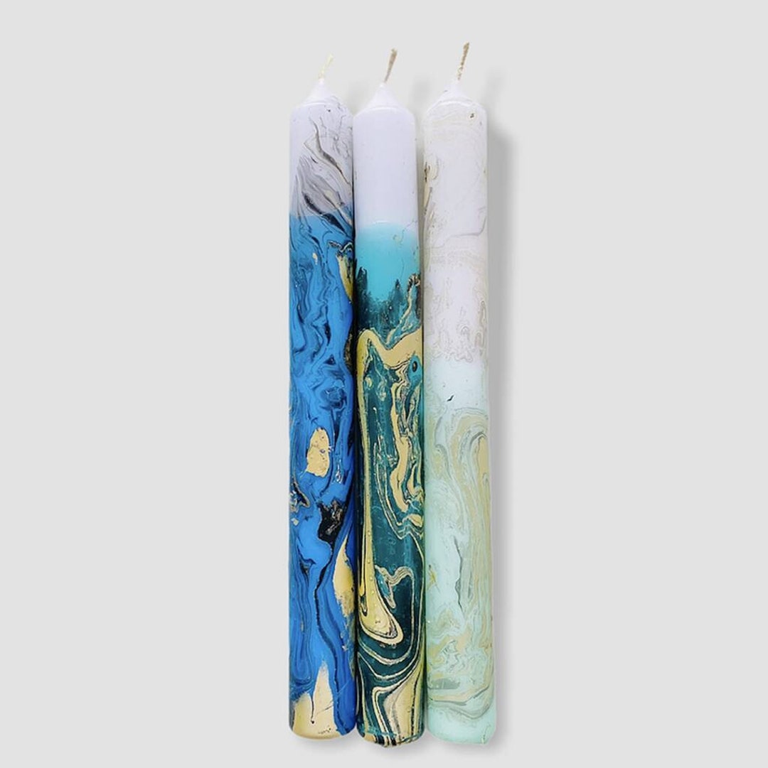 Handmade Marbled Dinner Candles: Dip Dye Home Decor (set of 3) - Etsy