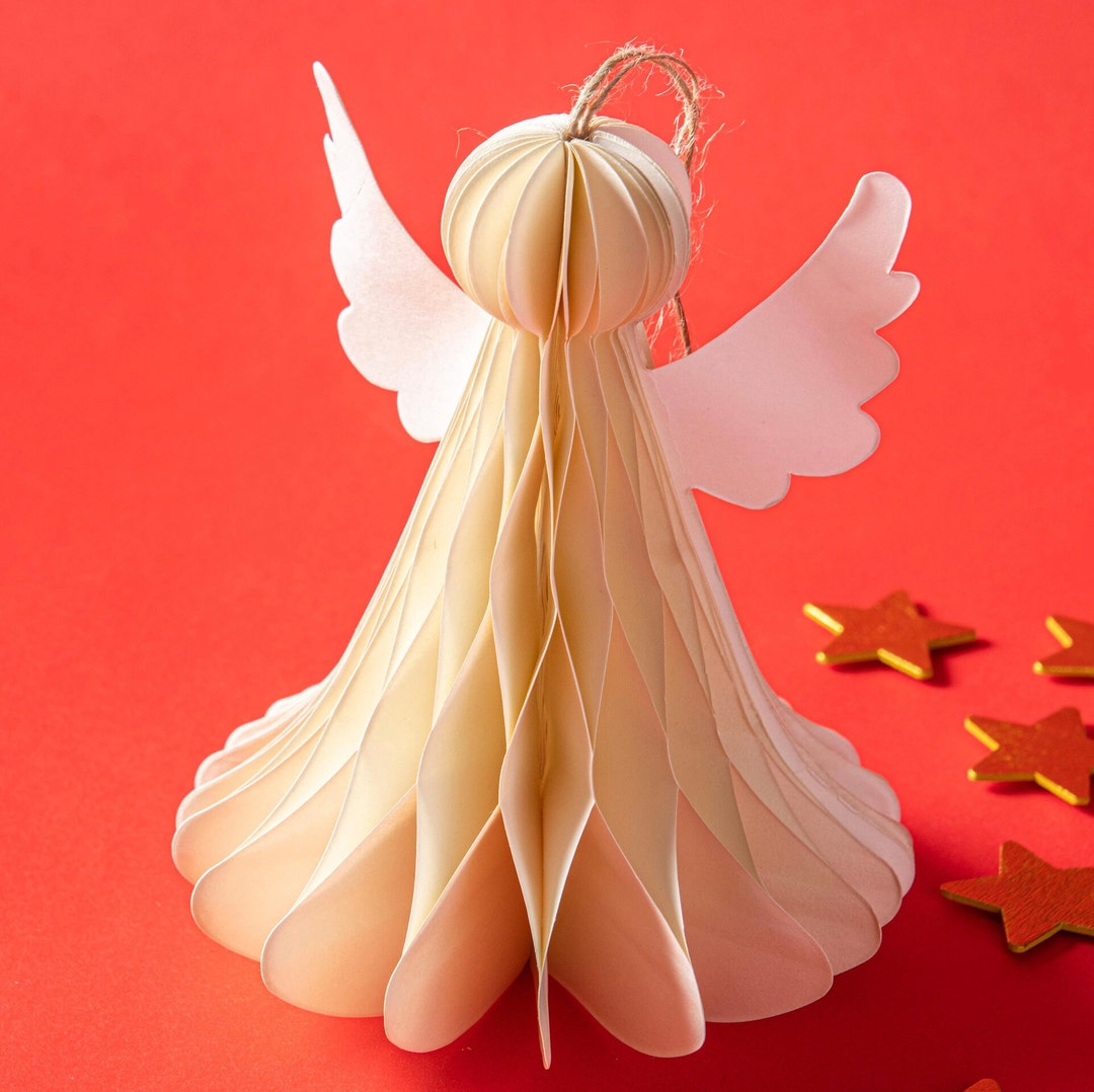 Cream Angel Honeycomb Paper Decoration- Foldable Decoration - Held by ...