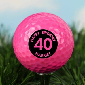 Pink Big Birthday Golf Ball - Fun Golf Keepsake for Her - Personalised ...