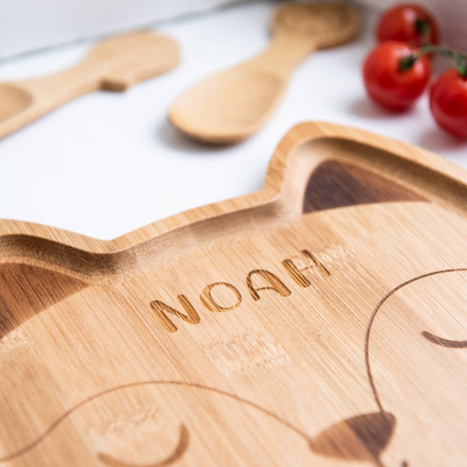 Personalized Fox Bamboo Plate Set: Eco Dinnerware With Spoons - Etsy