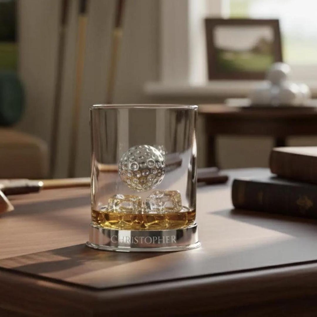 Personalised Golf Pewter Whisky Glass- Hand Made -golf Gift for Him ...