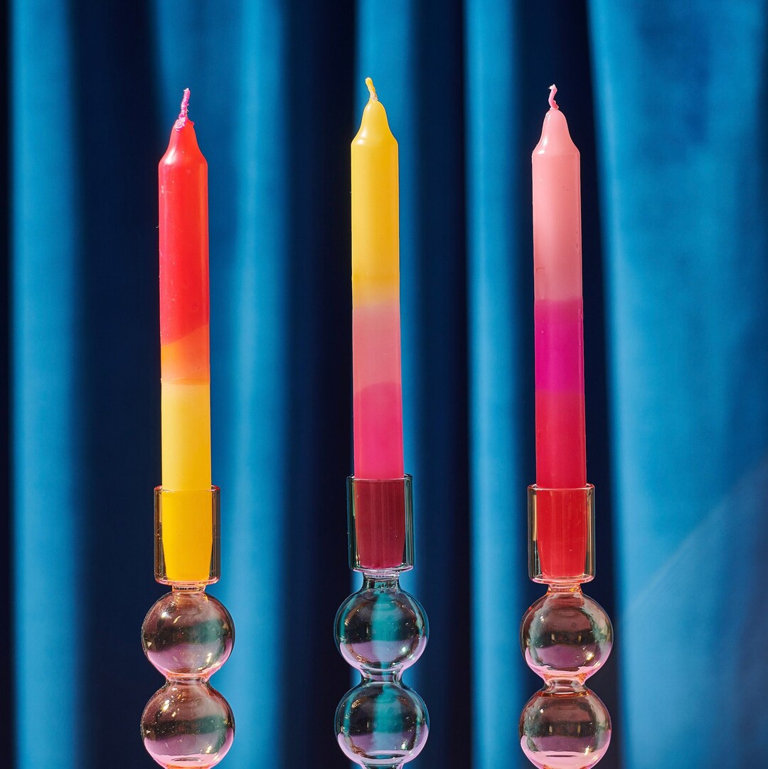 Handmade Ombre Dinner Candles: Set of 3, Dip Dye Design - Etsy UK