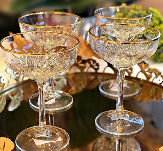 Hand Crafted Customised Set of Two Gold Rimmed Champagne Coupes Custom Made Celebration cocktail Coupes Personalised Wedding Glass Etsy Ireland