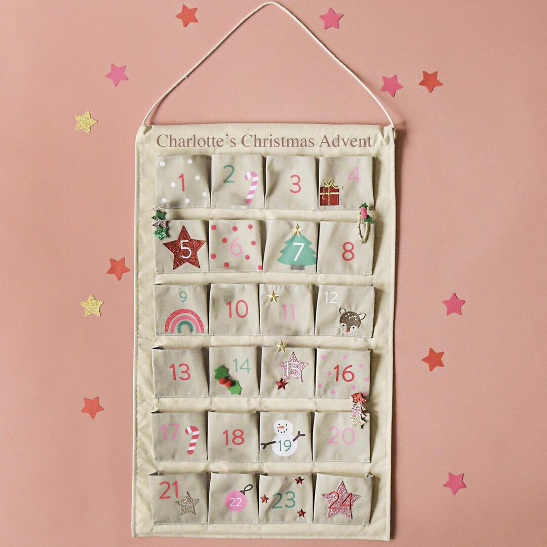 Personalised Reusable Fabric Christmas Advent Calendar Kit - Christmas ...