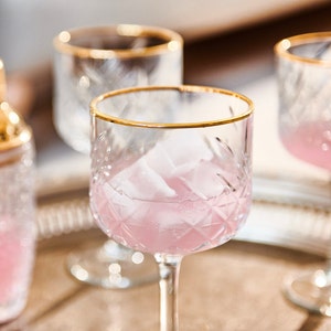 Hand Crafted Custom Gold Rim Cocktail Wine Glass - Celebration Glasses ...