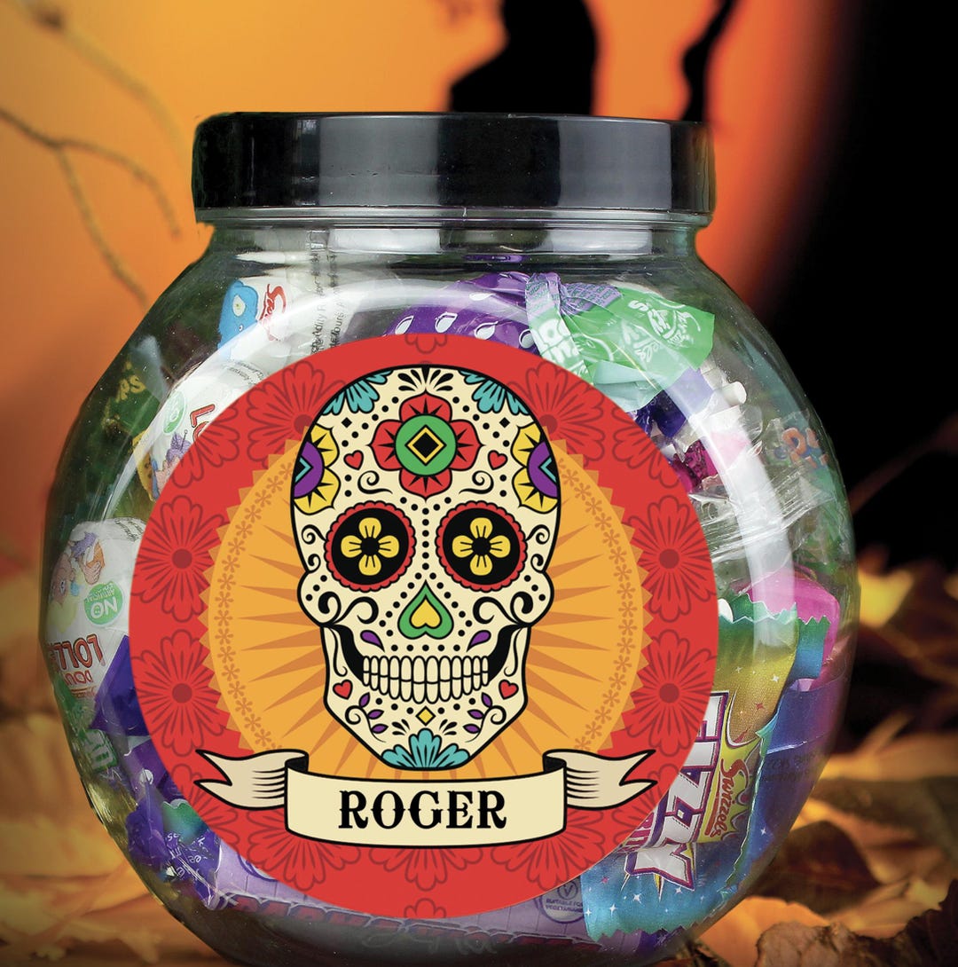 Personalized Sugar Skull Sweet Jar: Halloween Treat Jar - Etsy