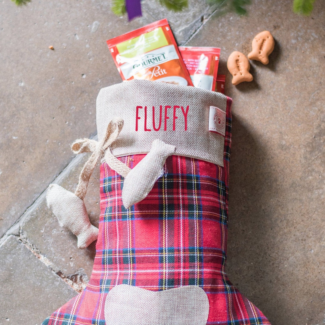 Personalised Cat Hessian Stocking - Christmas Pet Stocking - Cat ...
