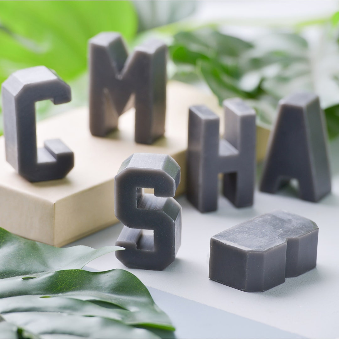 Charcoal Letter Soap: Personalized Alphabet Soap, Sensitive Skin - Etsy UK