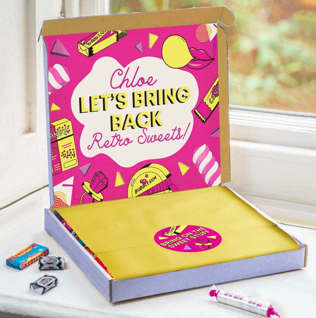 Personalised Retro Sweet Letterbox Hamper-post Through Your Letterbox ...