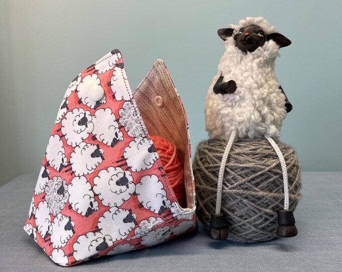 Yarn Keeper - Bento Style Fabric Yarn Bowl - Sheep Print - Etsy