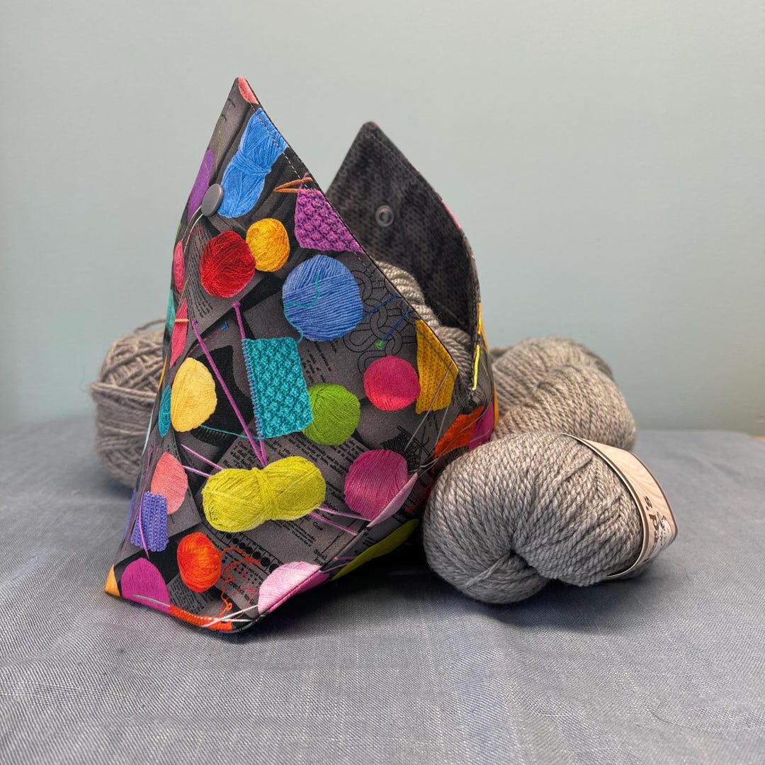 Large Yarn Keeper - Bento Style Fabric Yarn Holder - Knitting Print - Etsy