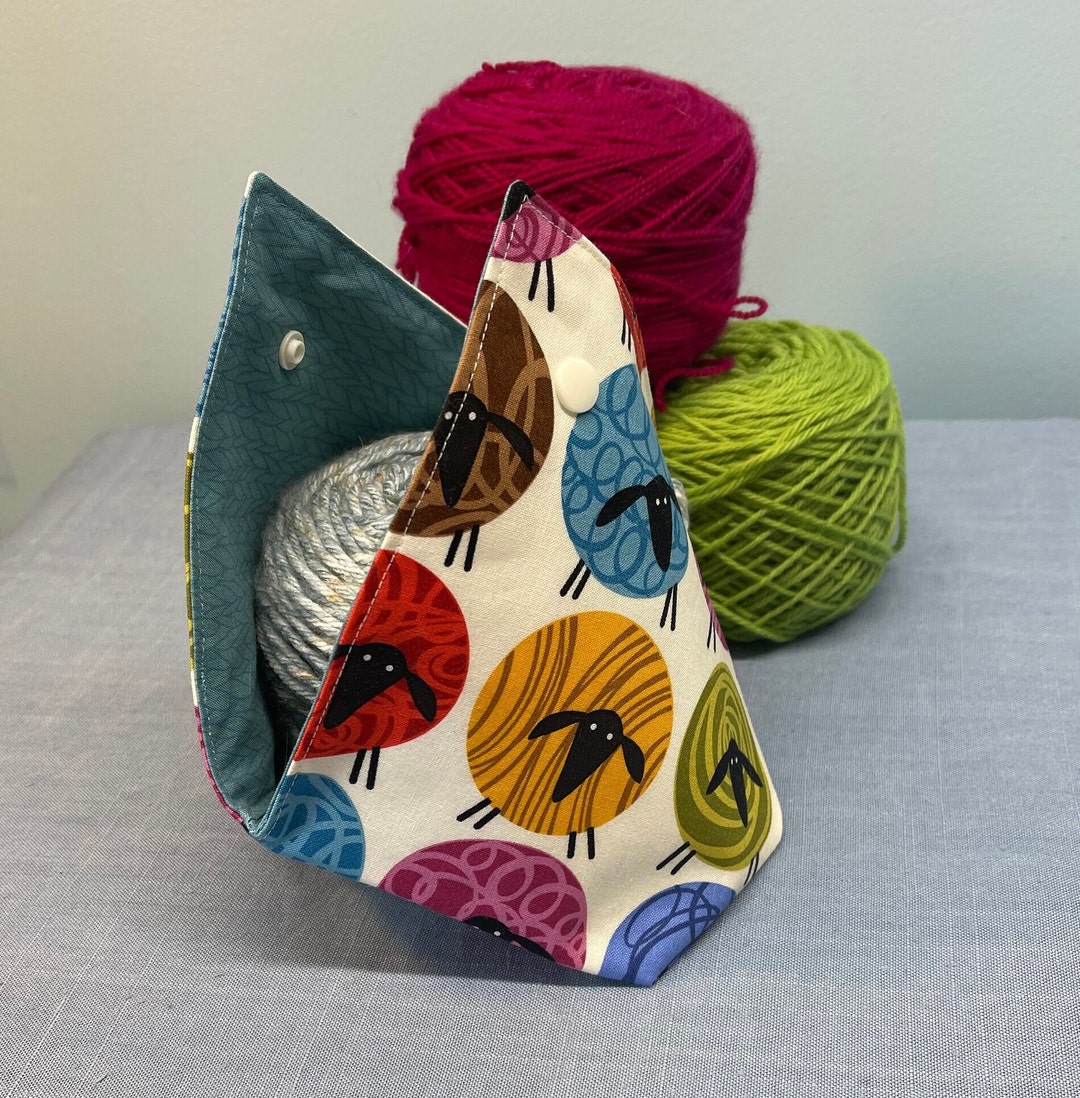 Large Yarn Keeper - Bento Style Fabric Yarn Holder - Sheep Print - Etsy