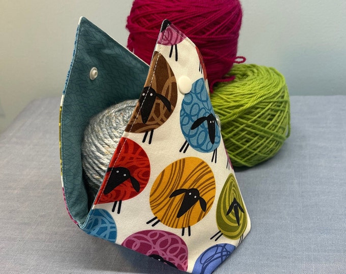 Large Yarn Keeper - Bento Style Fabric Yarn Holder - Sheep Print - Etsy