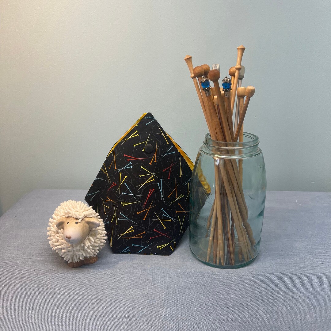 Large Yarn Keeper Bento Style Fabric Yarn Holder Knitting Needle Print ...