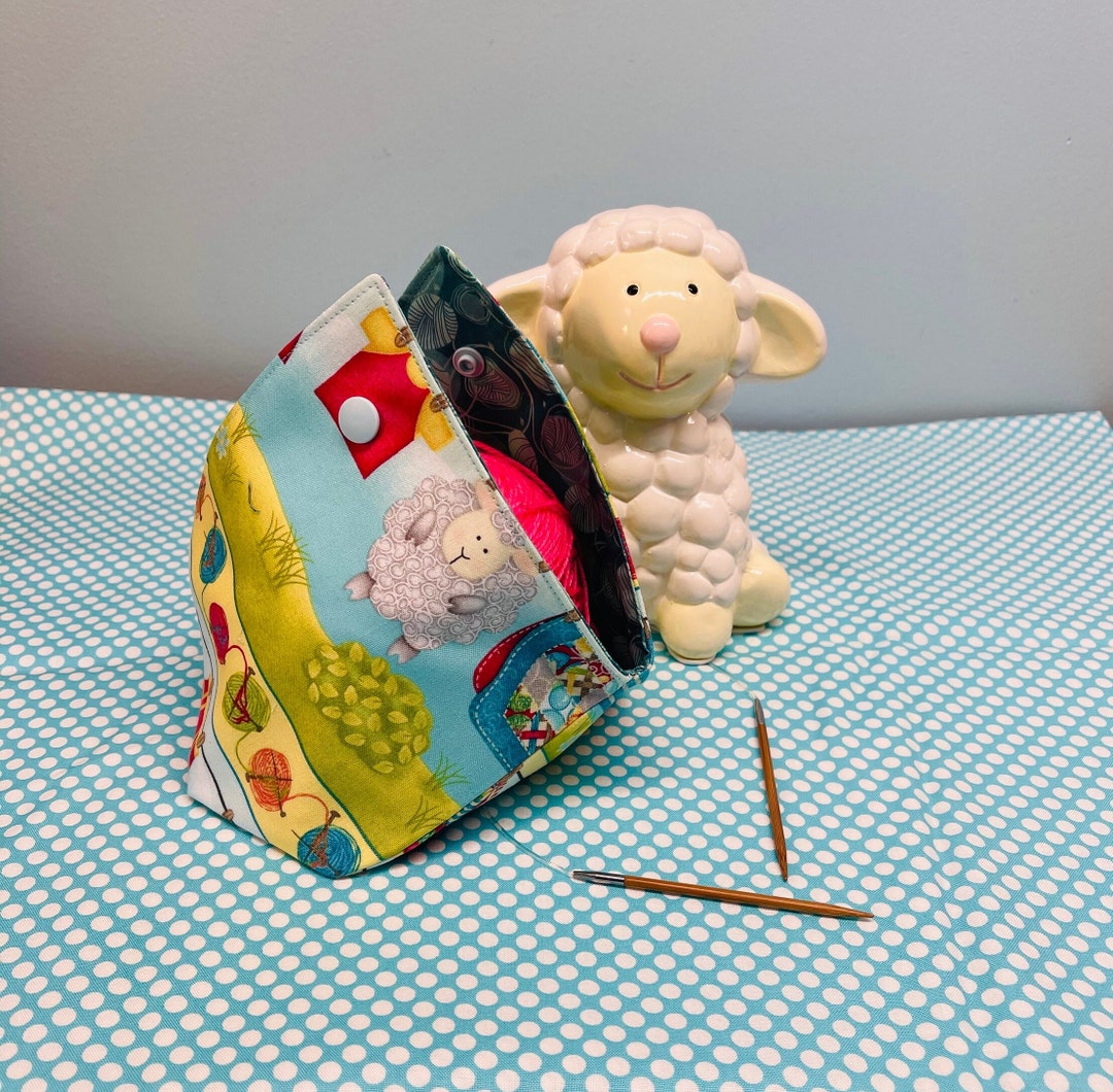 Yarn Keeper Bento Style Fabric Yarn Bowl Laundry Sheep Print - Etsy