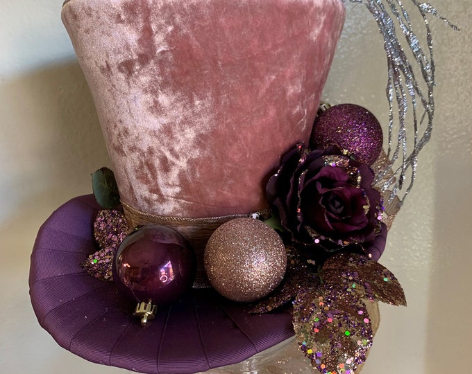 Dark Purple and Rose Gold Tree Topper Top Hat, Christmas Tree Topper ...