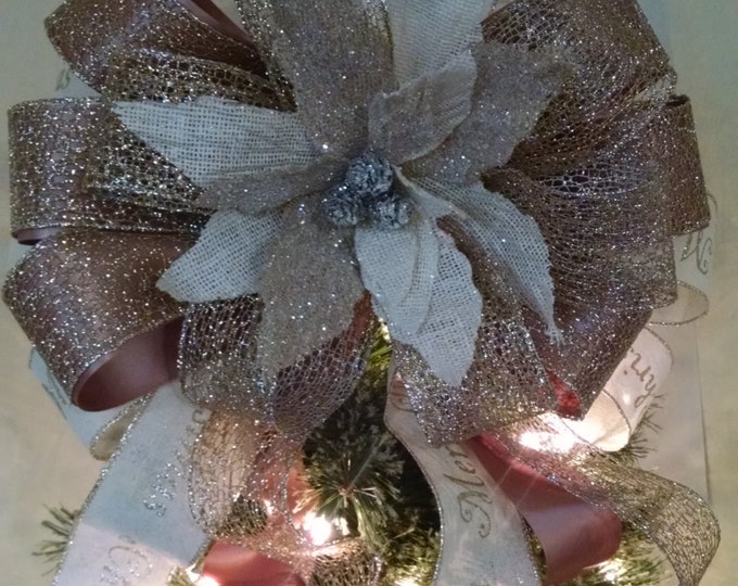 Extra Large Burlap Tree Topper - Christmas Tree Topper - Poinsettia ...