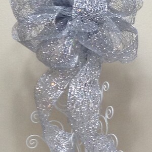 Extra Large Silver Tree Topper Bow - Christmas Tree Topper - Holiday ...