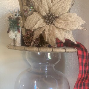 Burlap Tree Topper, Rustic Tree Topper Top Hat, Country Christmas Tree Topper, Christmas Tree ...