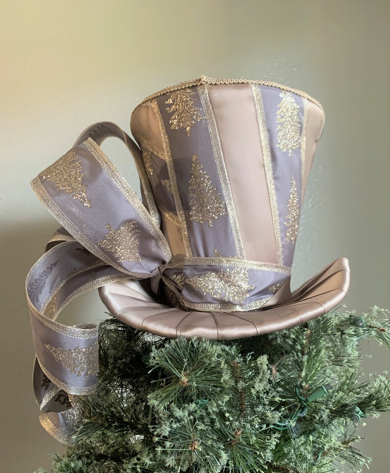 Christmas Tree Topper Top Hat Silver Gold Tree Topper - Etsy