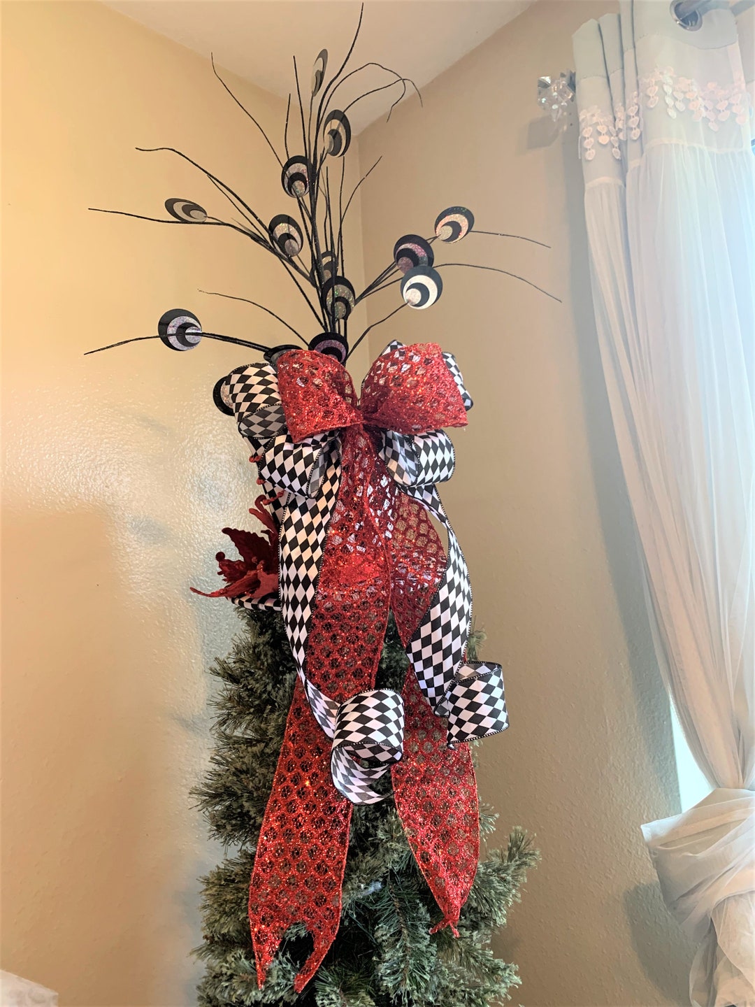 Extra Large Christmas Tree Topper Tree Topper Bow Black - Etsy