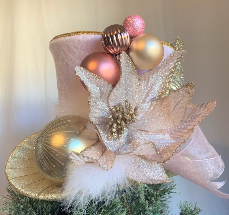 Gold and Pink Tree Topper Top Hat Top Hat Tree Topper - Etsy