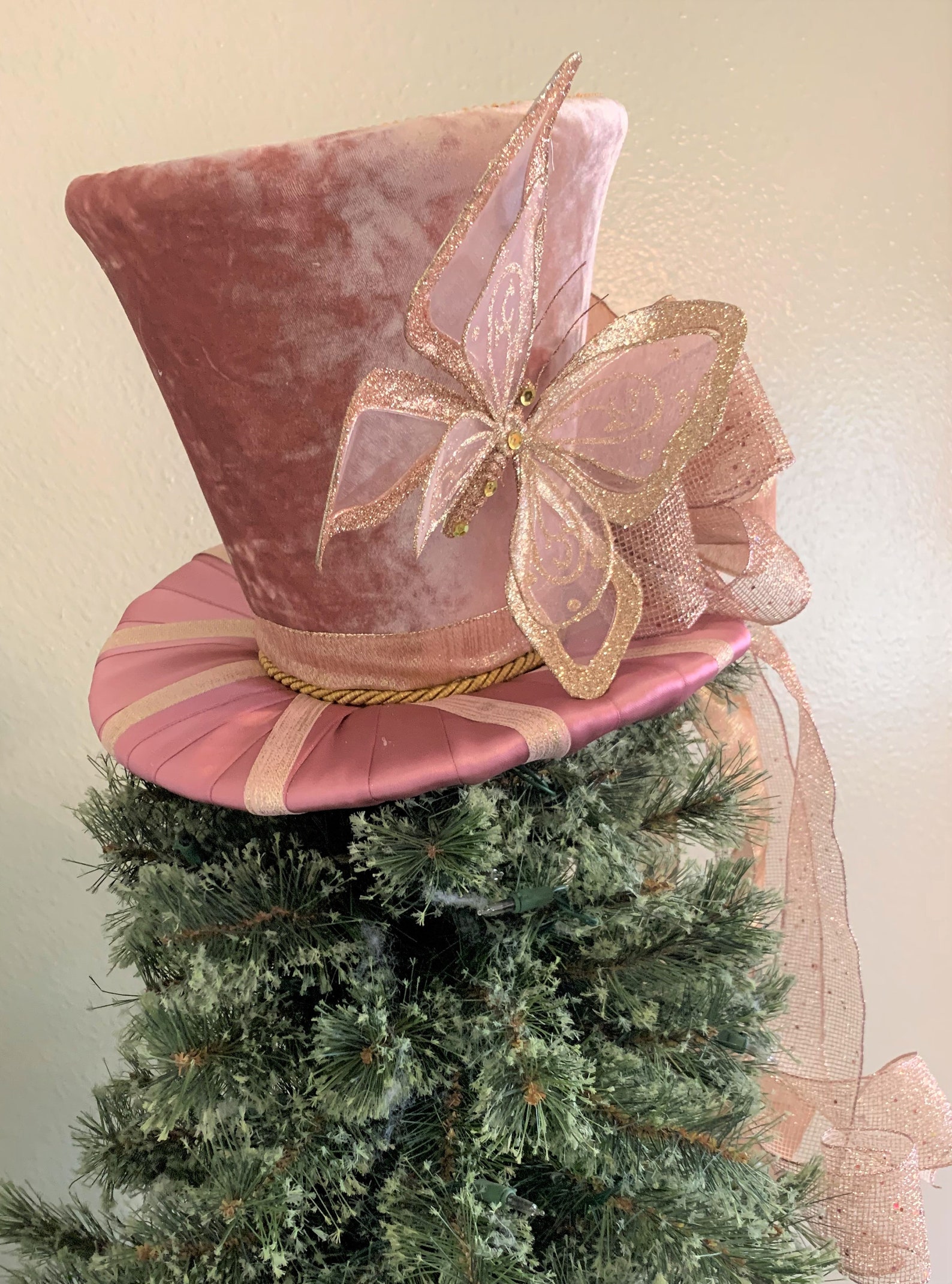 Butterfly Tree Topper Top Hat Christmas Tree Topper Bow - Etsy