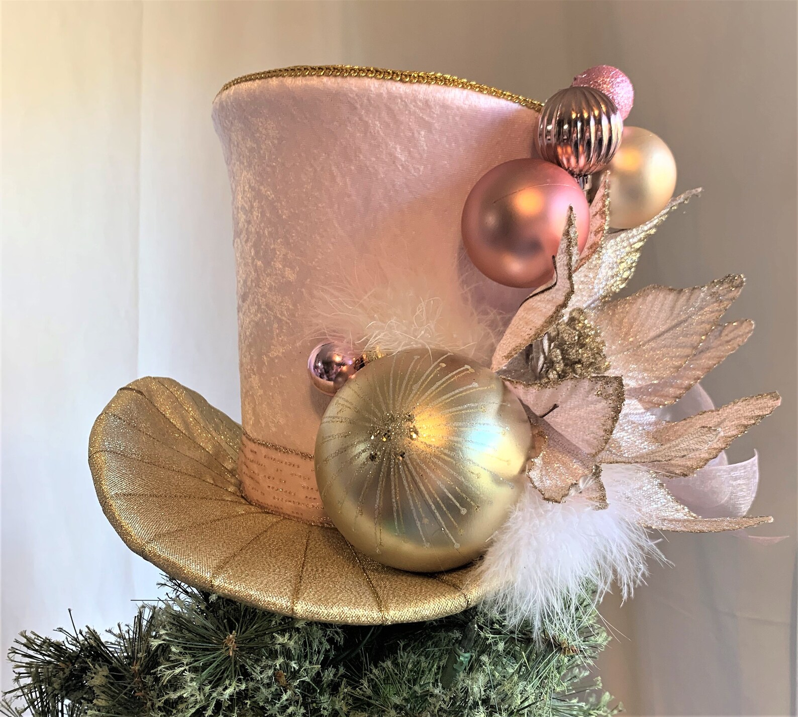 Gold and Pink Tree Topper Top Hat Top Hat Tree Topper - Etsy