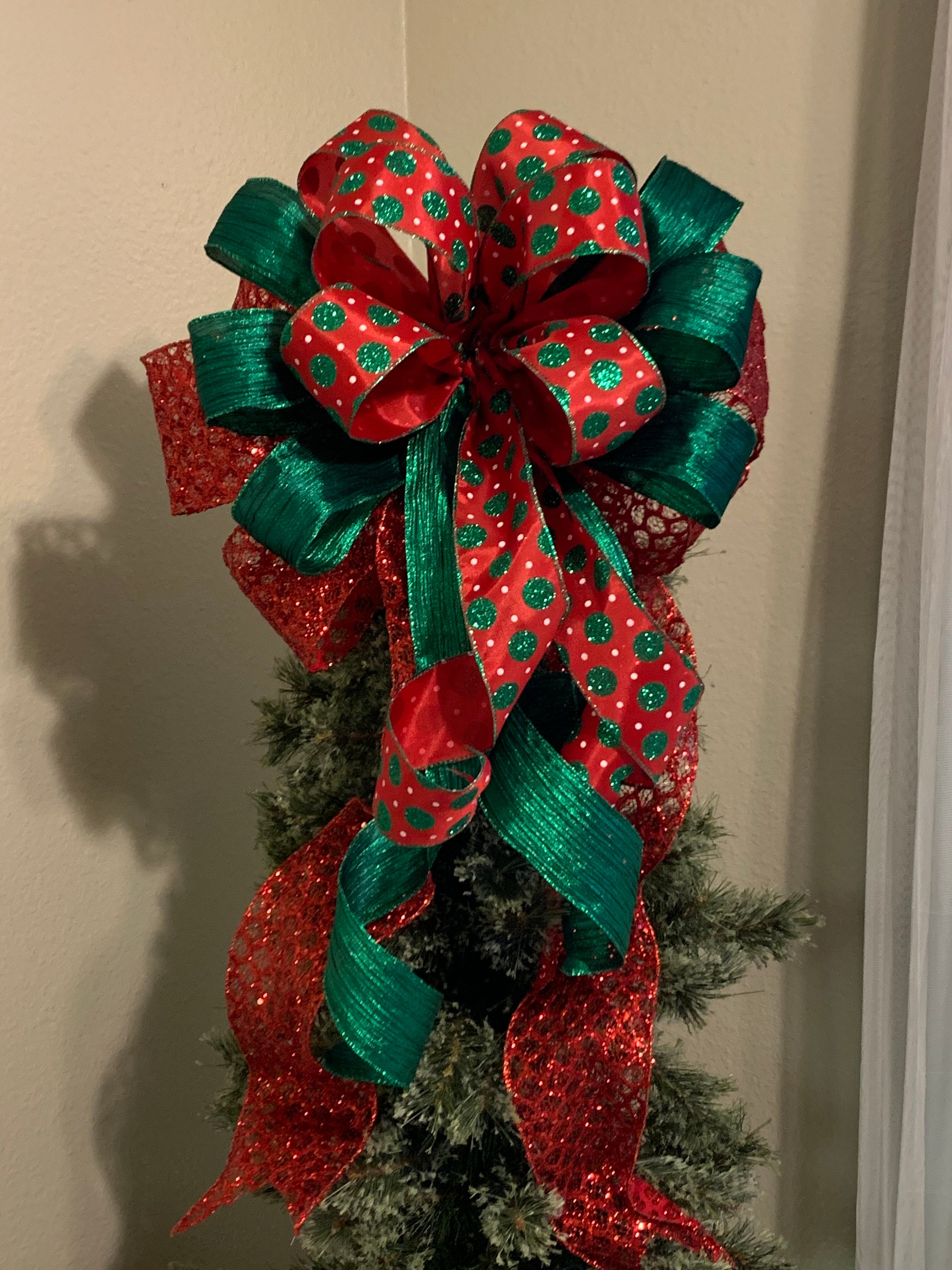 Extra Large Tree Topper Christmas Tree Topper Bow Red and - Etsy
