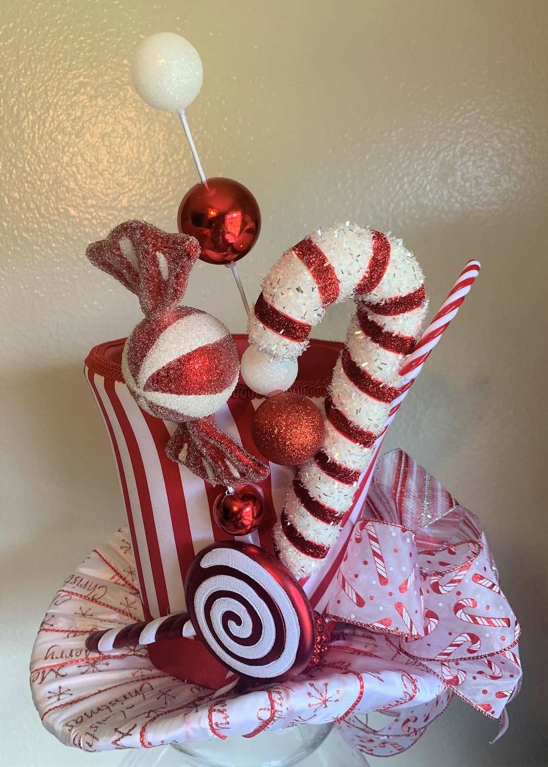 Candy Cane Tree Topper Top Hat Christmas Tree Topper Top Hat - Etsy