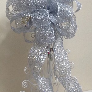 Extra Large Silver Tree Topper Bow - Christmas Tree Topper - Holiday ...