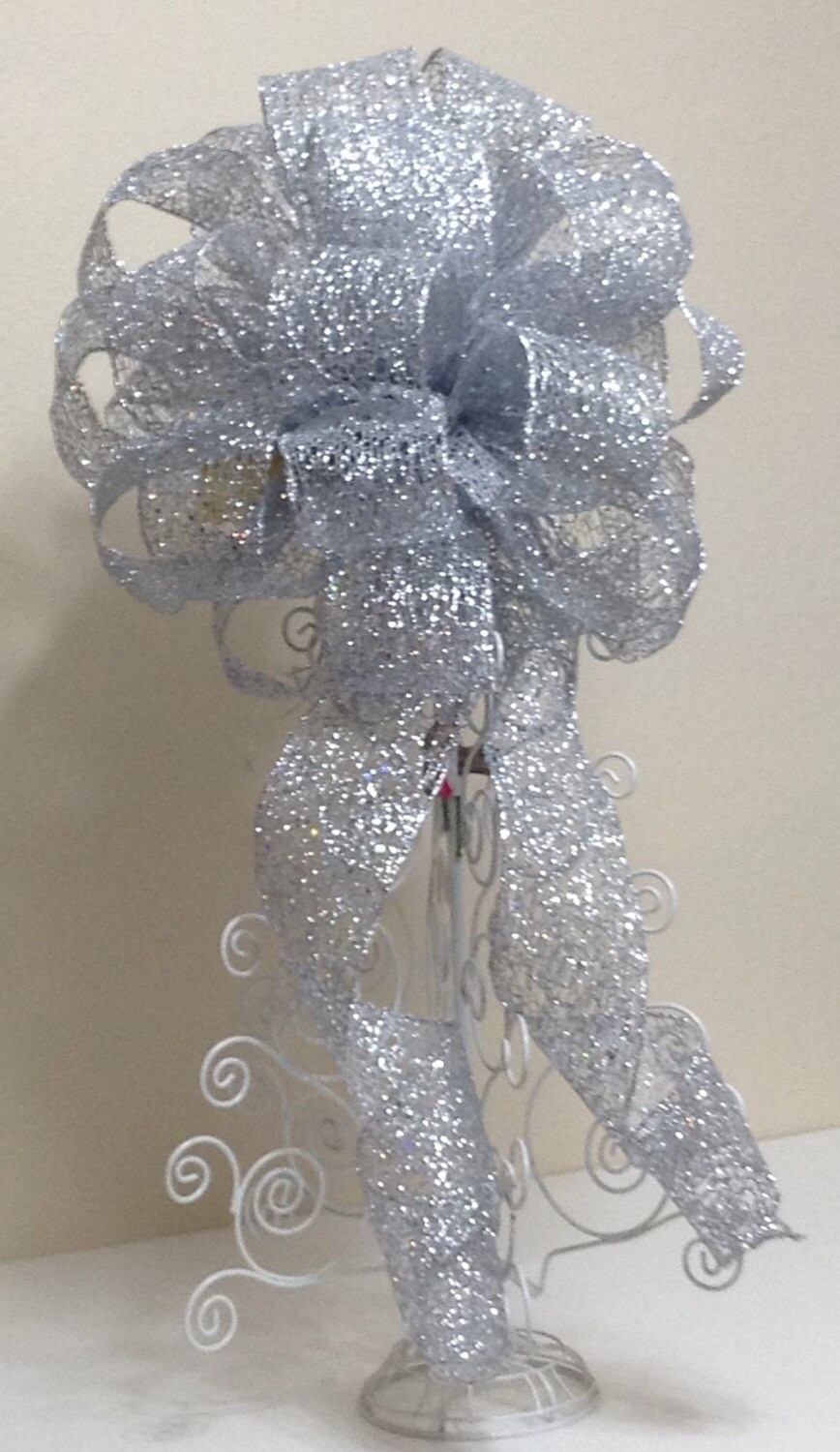 Extra Large Silver Tree Topper Bow Christmas Tree Topper | Etsy