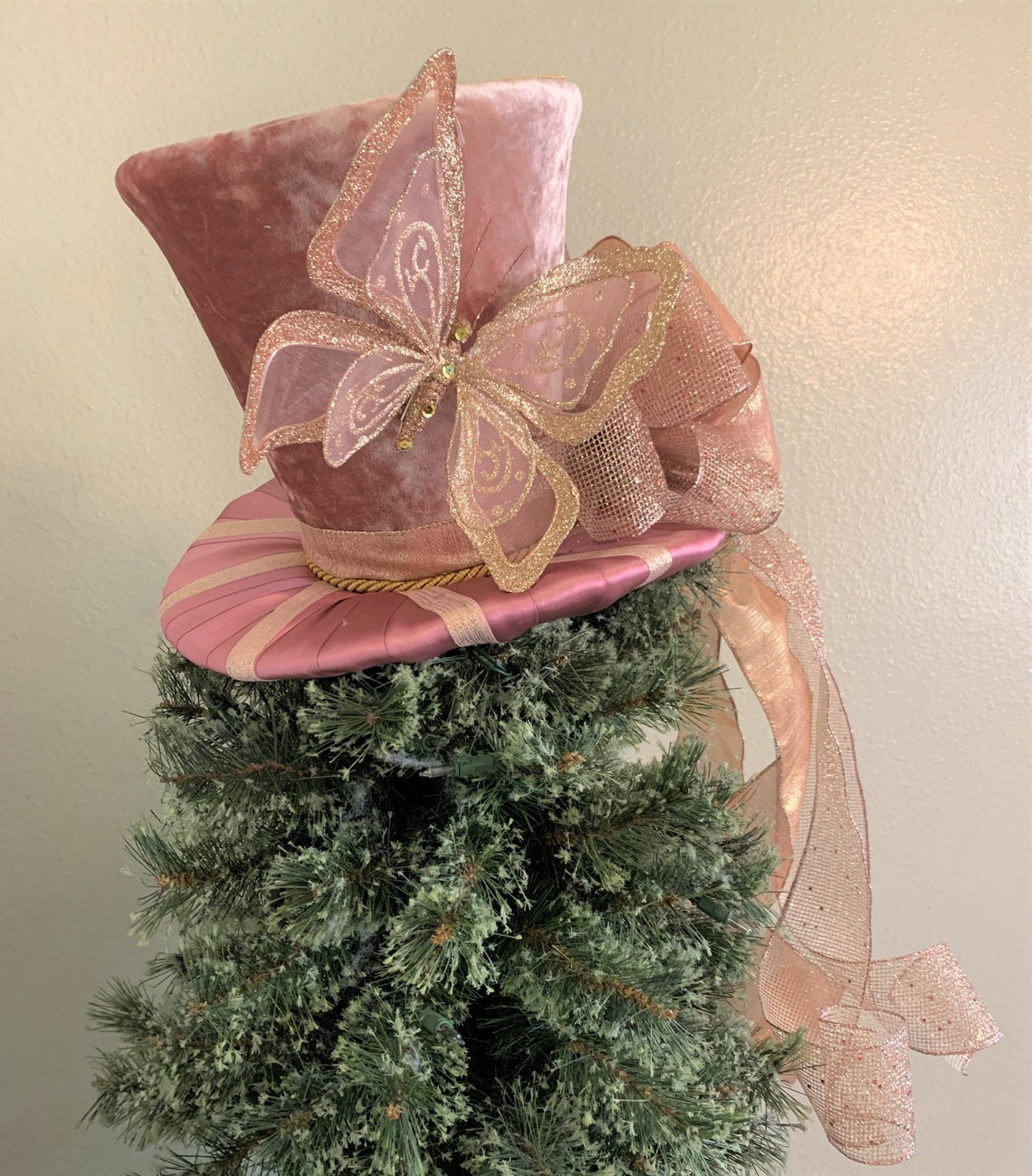 Butterfly Tree Topper Top Hat Christmas Tree Topper Bow - Etsy