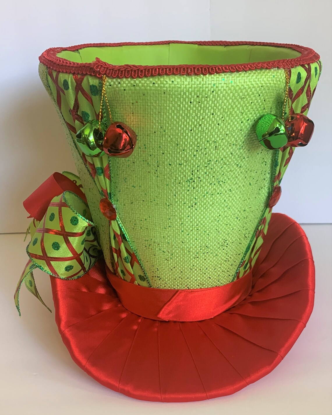 Jester Tree Topper Top Hat Green and Red Top Hat Green and - Etsy
