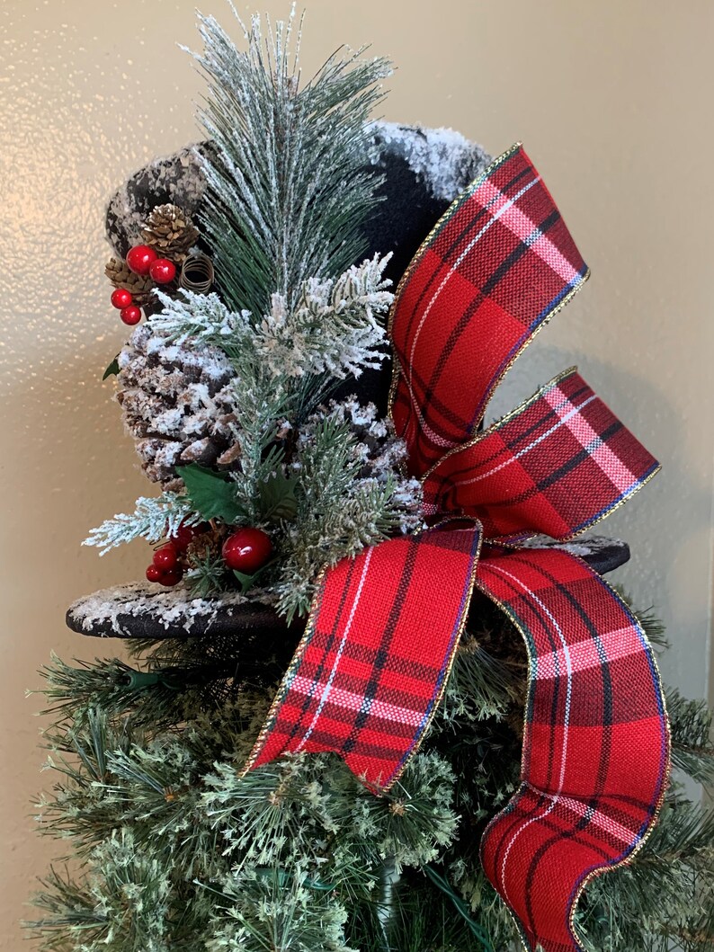 Black Christmas Snowman Top Hat Christmas Tree Topper Tree - Etsy