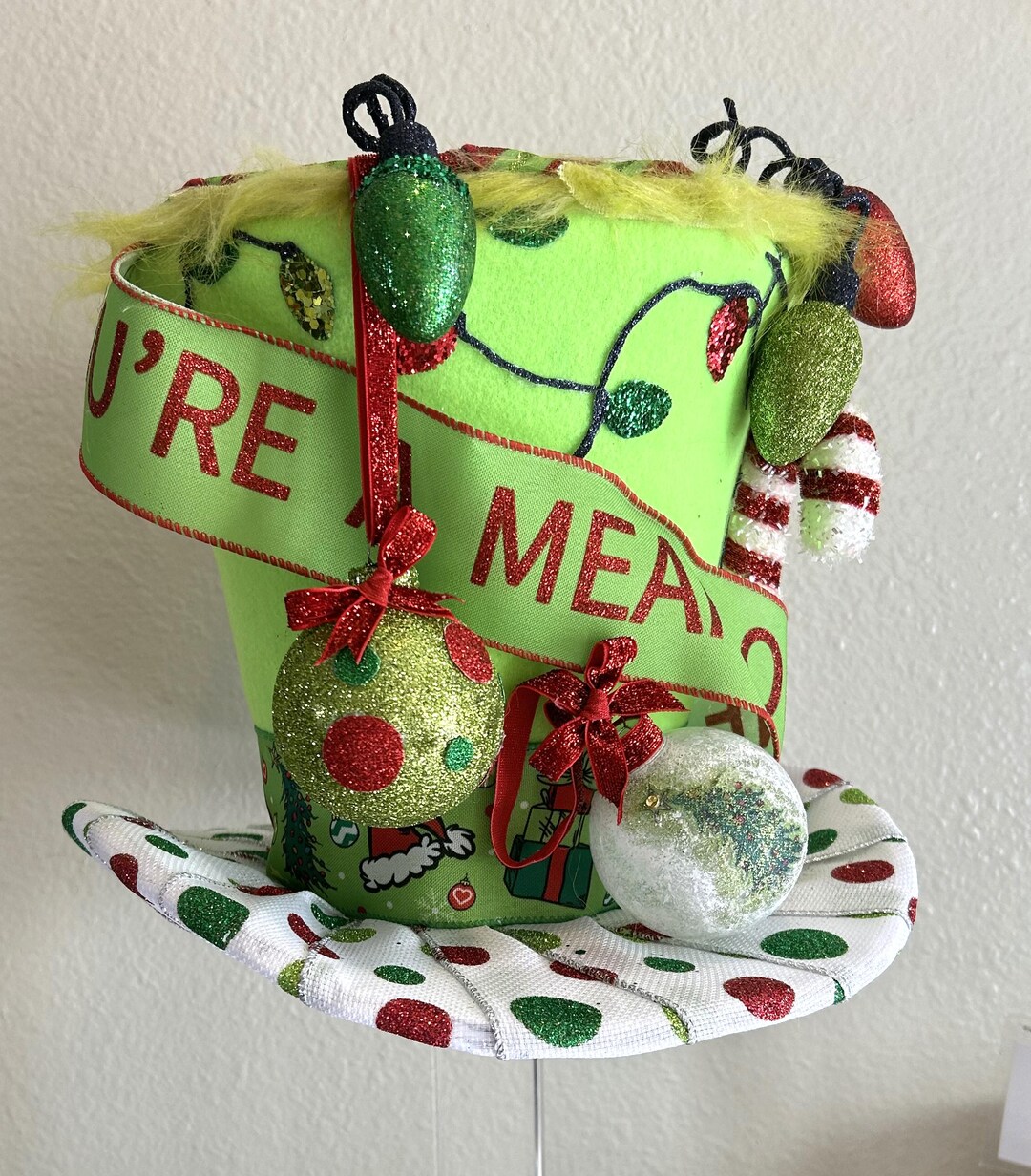 Whimsical Green Tree Topper Top Hat, Christmas Tree Topper, Green ...
