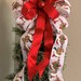 Teddy Bear Tree Topper Bow Christmas Tree Topper Bow Red and White Tree ...