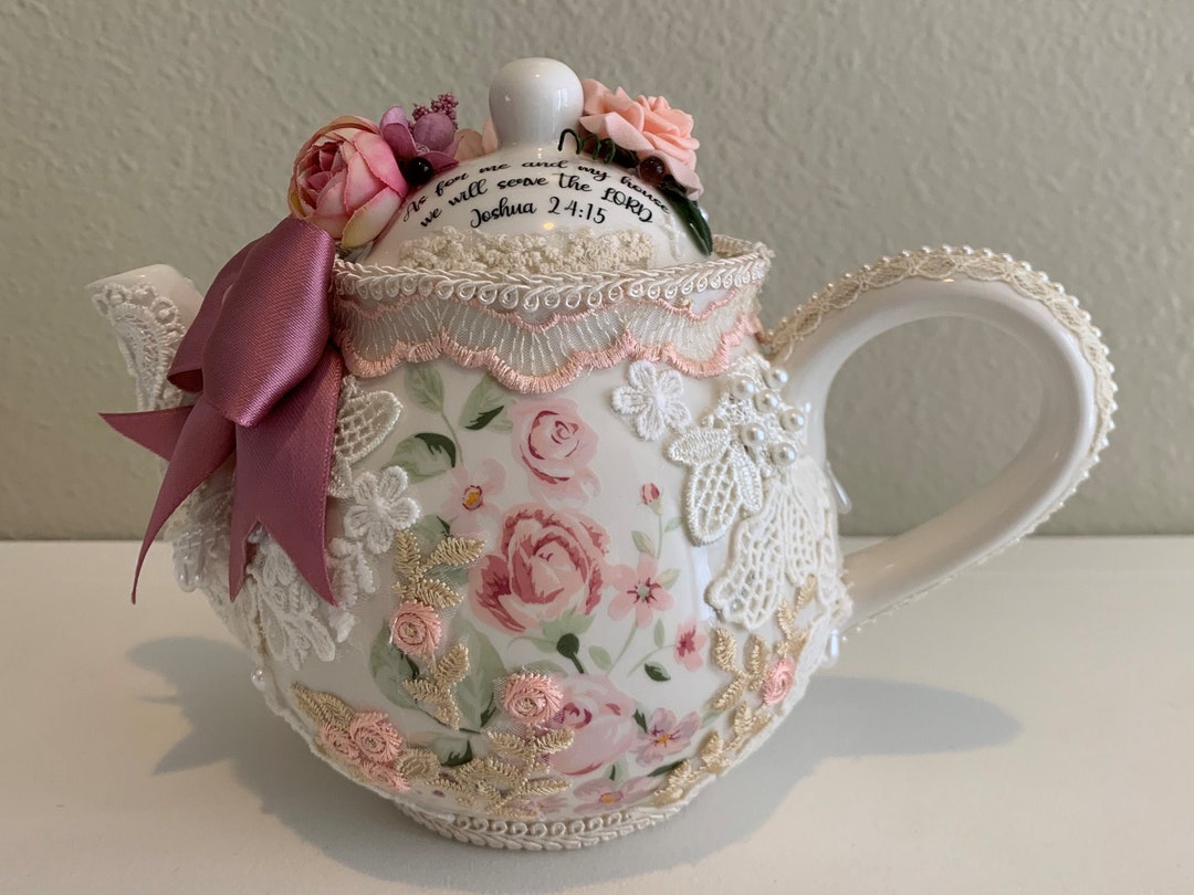 Teapot - Shabby Chic Teapot - Mothers Day Gift - Wedding Shower ...